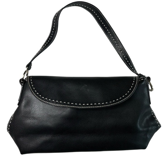 Tommy Hilfiger | Bags | Tommy Hilfiger Y2k Black Leather White Stitched ...